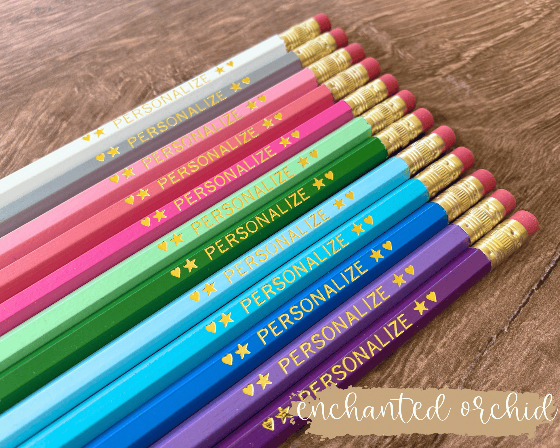 12 Personalized Pencil Set ENCHANTED ORCHID – The Positive Pencil Co