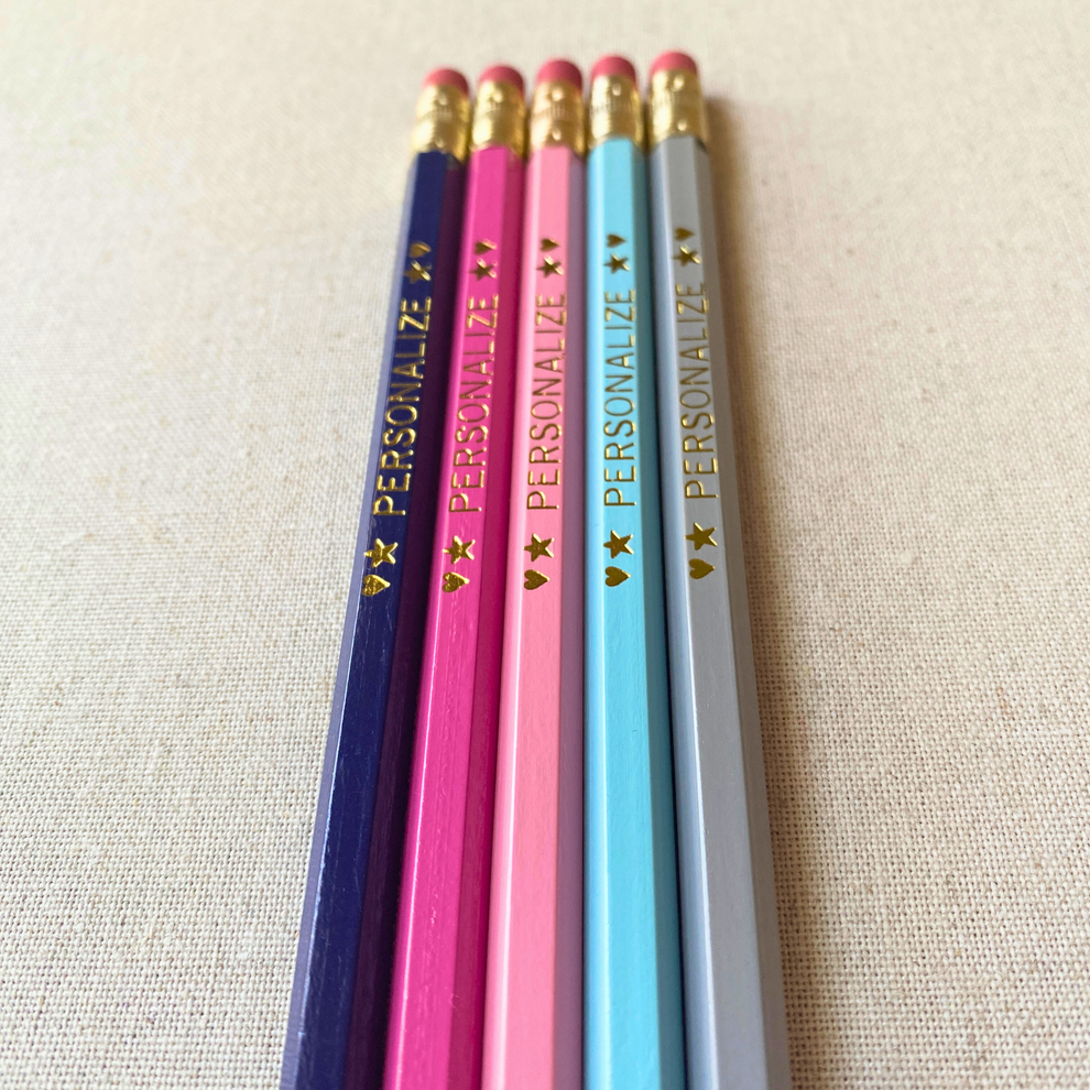5 Personalized Pencil Set NAVY BLUSH – The Positive Pencil Co