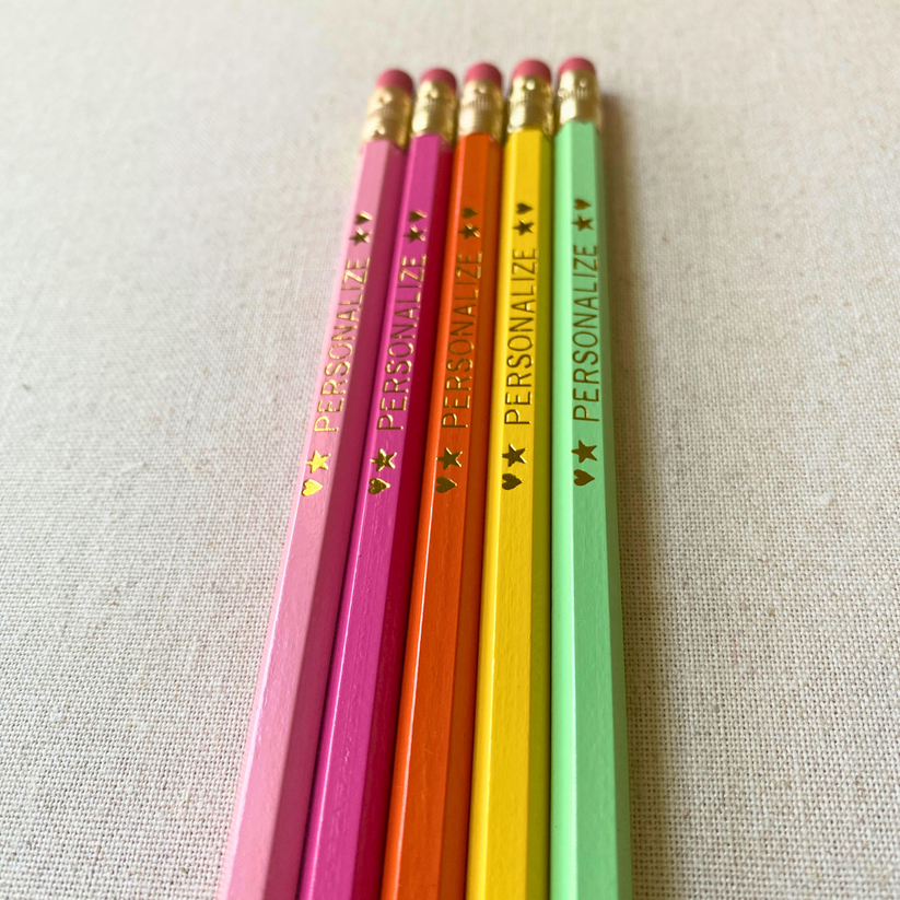 5 Personalized Pencil Set SPRING SORBET – The Positive Pencil Co