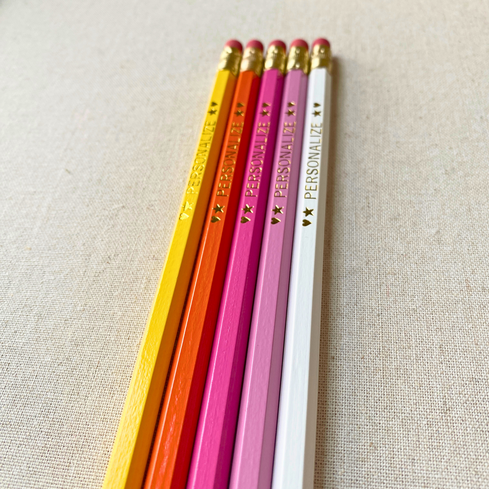 5 Personalized Pencil Set SUNSET DREAM – The Positive Pencil Co