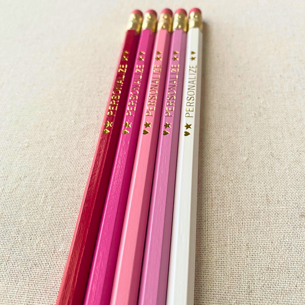 5 Personalized Pencil Set SWEET LOVE SHADES – The Positive Pencil Co